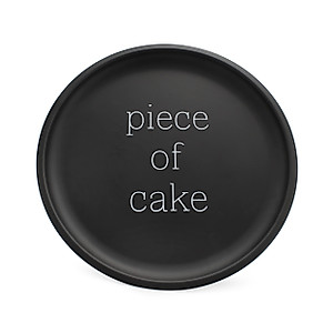 AuldHome Rustic Black Cake Stand, Farmhouse Enamelware Round Pedestal Cake Stand, Distressed Vintage Style