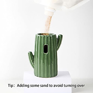 BUCATSTATE Cactus Ceramic Leakproof Hamster Water Bottle Guinea Pig Water Bottles Rabbit Water Bottle with Holder Water Feeder for Small Animals