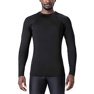 NAVISKIN Men's Long Sleeve Rash Guard Swim Shirts Compression Rashguard Sun Shirts UPF 50+ Baselayer Sun Shirts Black Size XXL