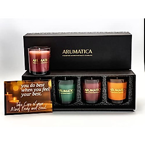 ARUMATICA Premium Aromatherapy Candles - Scented Candle Gift Set for Women - Aroma Fragrant Meditation Candles for Stress Relief, Comfort, & Relaxation - Self Care Gifts for Women (4 Packs, 20 oz)