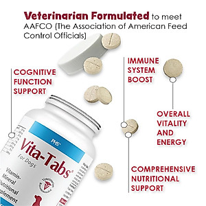 Vita-Tabs - Essential Vitamins, Minerals, Nutrients - Health Supplement for Dogs - Support Immune System, Bones - Liver Flavored - 60 Chewable Tablets
