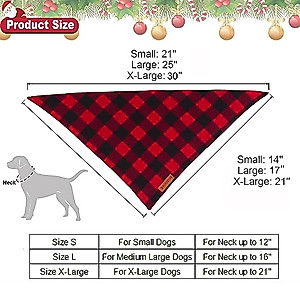 ADOGGYGO Christmas Dog Bandanas 2 Pack, Premium Cotton Fabric, Multiple Sizes Offered, White Red Plaid Bandanas for Small Dogs (Small, Red & White)