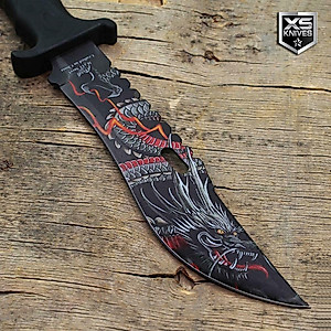 S.S. Fixed Knives Black Fantasy Dragon Fixed Blade Hunting Survival Knife