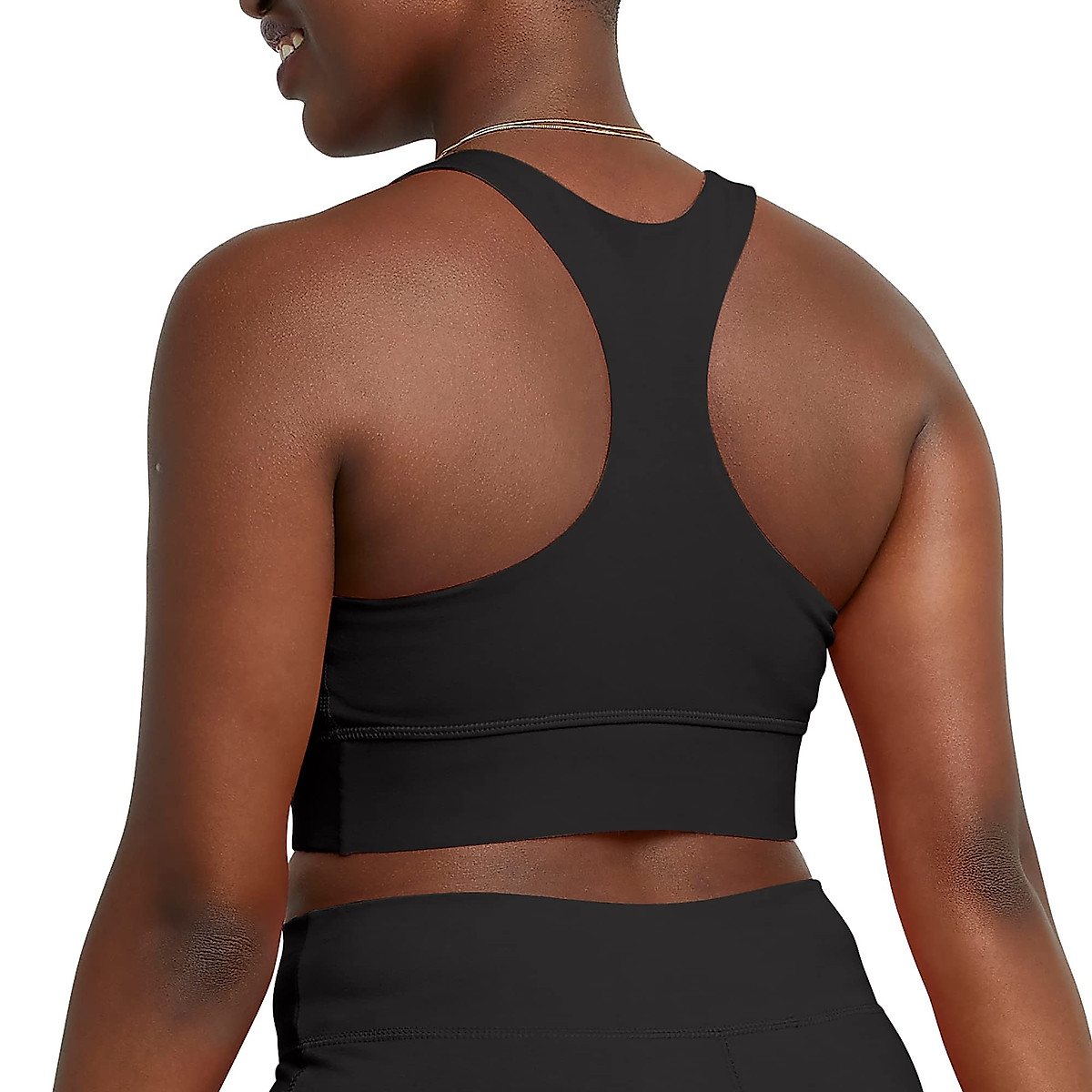 Hanes Comfortblend Women's Originals Bralette, Pullover Cotton Longline Bra with Moderate Support, Black, Small