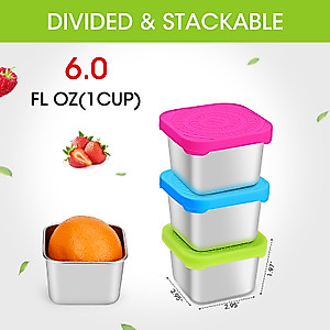 Haldane 8pack Snack Containers for Kids, Leak Proof Snack Pack Containers for Toddlers, Mini Stainless Steel Containers with Lids, Kids Lunch Box Containers for Daycare, School, Travel (6oz)
