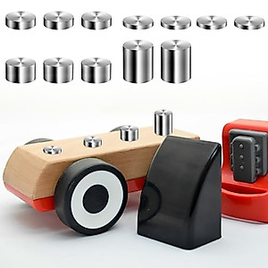 PEUTIER 12pcs Car Weights for Pinewood Derby, 2.375 Oz Tungsten Buffer Weight 4 Sizes Cylindrical Car Counterweight to Speed Up Your Car