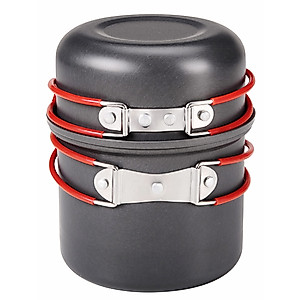 Bulin 4 PCS Camp Cookware Set Camping Cookwear Lightweight Aluminum Cookware Set Backpacking Cooking Set Mess Kit for Camping Family Hiking Camping Pots and Pans Set