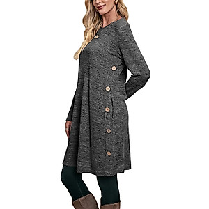 OFEEFAN Womens Sweater Dress Long Sleeve Winter Dresses Women 2024 Tunics Dark Grey M