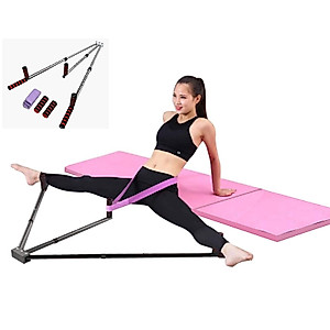 Pro-Gymnastics Gymnastics Mat 2" Thick Tri-Fold Folding Exercise Tumble Mat - with 3 Bar Leg Stretcher Flexibility Stretching Machine for Gymnastics, Yoga, Aerobics, MMA, Home Gym Exercise Workout Mat