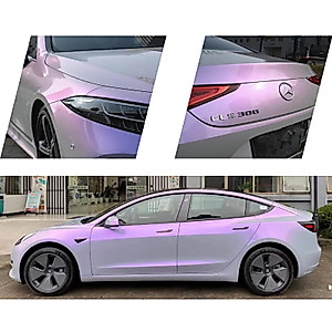 ASENDIWAY Chameleon Glossy Light Grey to Purple Car Vinyl Wrap Roll Color Change Adhesive Decal Sticker Film Stretchable Air Release DIY Vehicle Vinyl