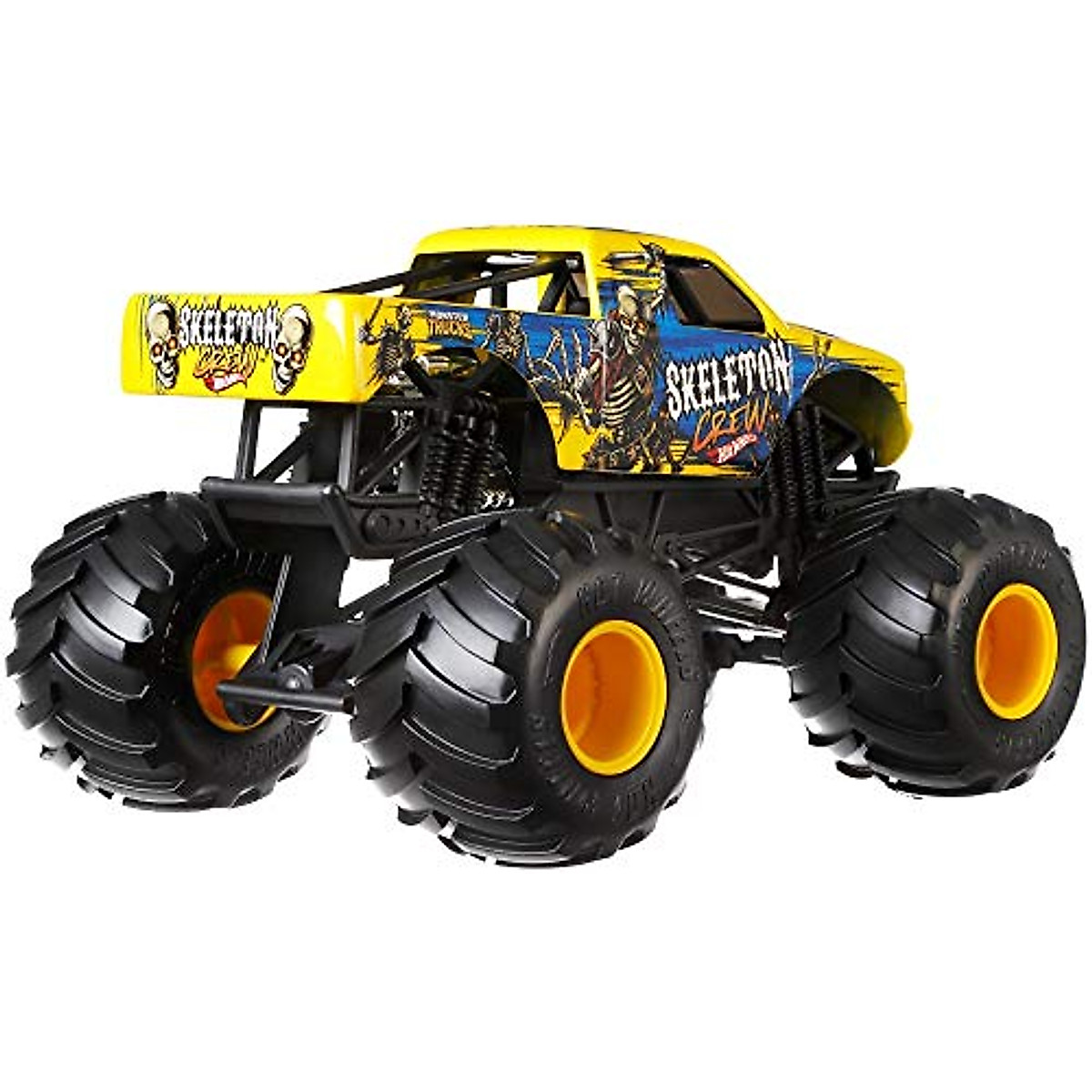 Hot Wheels Monster Trucks Skeleton Crew die-cast 1:24 Scale Vehicle with Giant Wheels for Kids Age 3 to 8 Years Old Great Gift Toy Trucks Large Scales