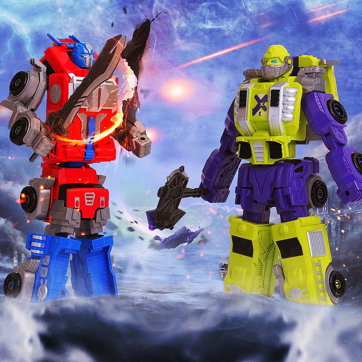 MIEBELY Transforming Robot Toys for 3 4 5 6 7 Year Old Boys Gorilla Magnetic Assembly Toddler STEM Action Figure, All in One Design Transform in Vehicle, Animal Robot, Kid Gifts for Birthday Christmas