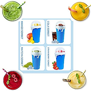 Slushy Maker Cup, Frozen Magic Squeeze Cup, 16.9 oz/500ml Slushy Squeeze Cup for Homemade Milkshake, Magic Slushy Maker Squeeze Cup, DIY Smoothie Maker, Ice Maker Cup Squeeze (1 in Blue)