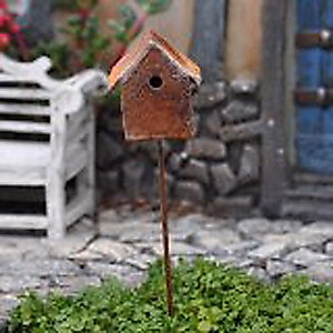 G & F Products MiniGardenn 10020 Fairy Garden Miniature Bird House Pick
