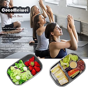 CocoMeiwei Bento Box Adult Lunch Box, Bento Lunch Box with 5 Silicone Cupcake Liners, Leak-proof Bento Lunch Box Containers 3 Tiers 50oz, 6compartments Large Capacity for Working Grey