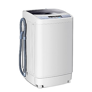 Casart Washing Machine Portable Compact 9.92lbs Capacity Full-Automatic W/Drain Pump,10 programs 8 Water Level 1.34 Cu.ft Cloth Washer and Spinner