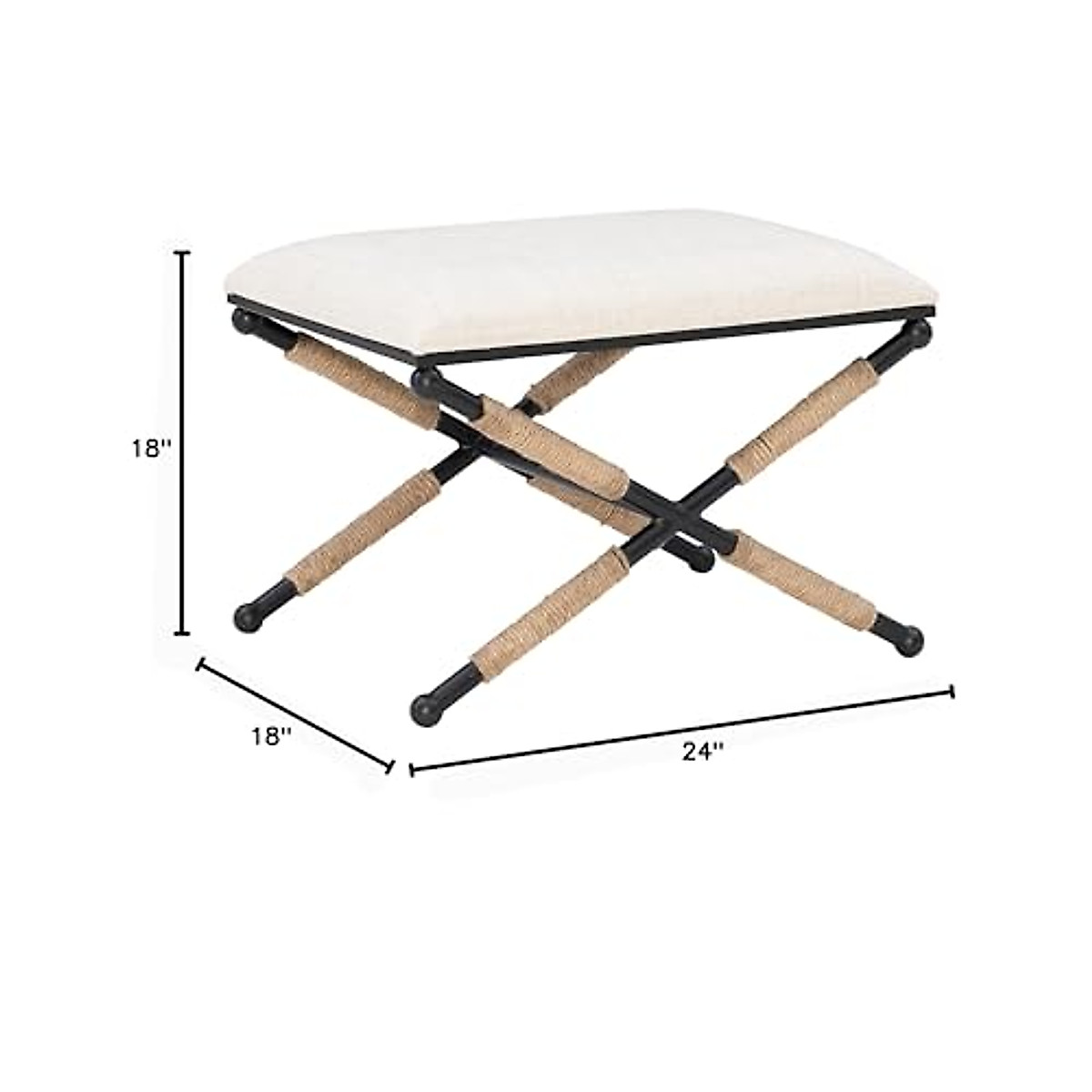 Linon Home Décor Farrow Campaign Accent Stool, Black