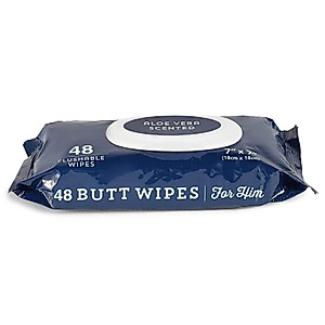 Butt Wipes for Him, Aloe Vera Scent Flushable Wet Wipes for Men (10 Pack, 480 Wipes)