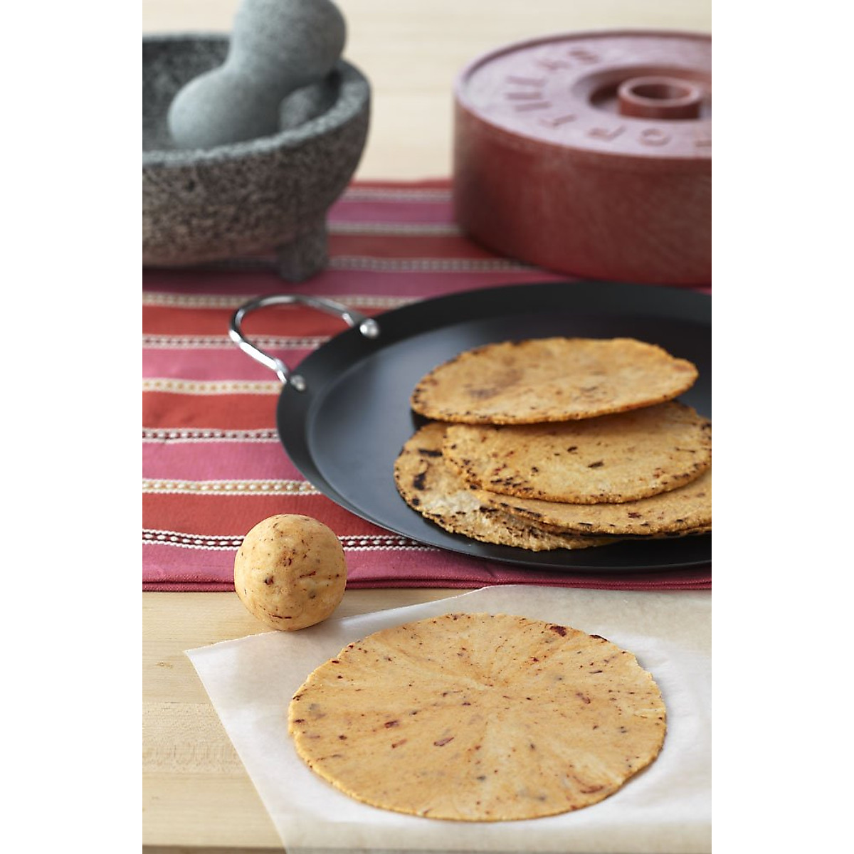 IMUSA USA CAR-52023 13.5" Nonstick Carbon Steel Small Round Comal with Metal Handles, Black