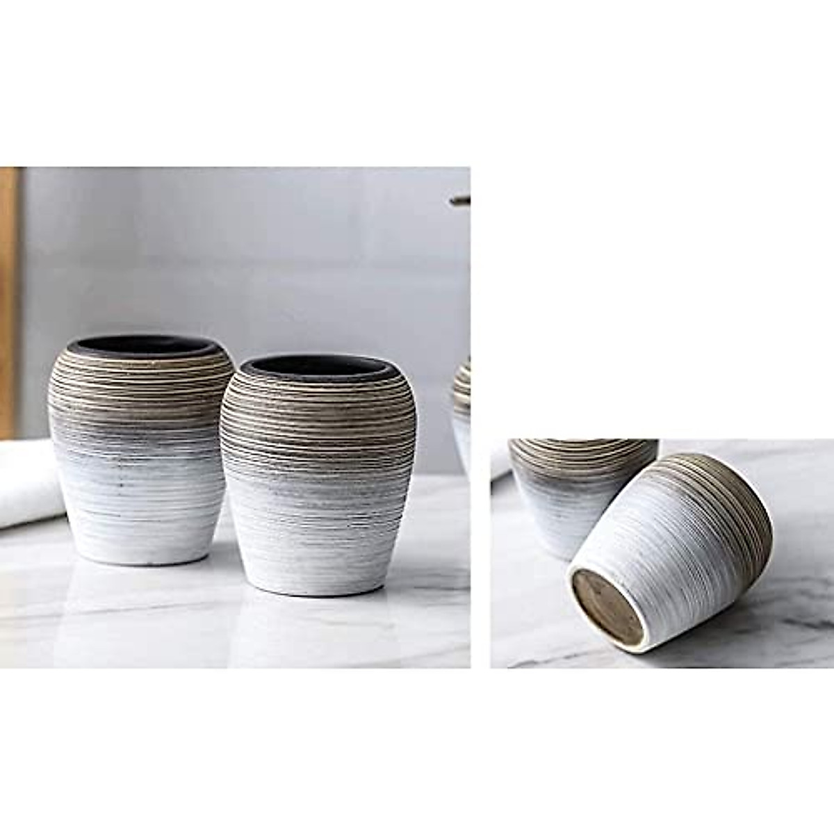 MADPET Soap Dispenser for Bathroom Kitchen, Bathroom Accessories Set Vintage Handmade Ceramic Bathroom 5-Piece Toilet Set Bathroom Supplies Set Wash Set, Toothbrush Cup Holder