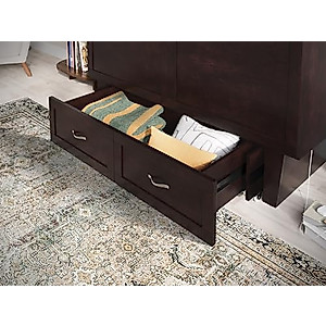 AFI, Chelsea Mid-Century Modern Queen Solid Wood Murphy Bed Chest with Mattress in Espresso