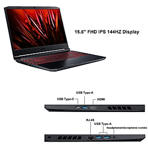 Acer Nitro 5, 15.6" FHD IPS 144Hz Display, 11th Gen Intel Core i5-11400H, NVIDIA GeForce RTX 3050Ti, 16GB DDR4, 512GB PCIe SSD, USB-C, HDMI,RJ45, WiFi 6, Backlit Keyboard, Windows 11 Home, Shale Black