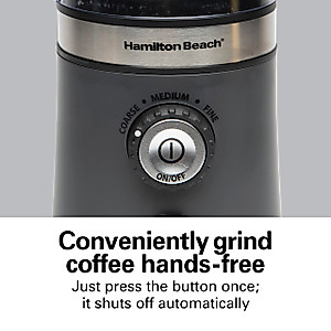 Hamilton Beach Electric Coffee Grinder for Beans, Spices and More, with Multiple Grind Settings for up to 14 Cups, Removable Stainless Steel Chamber, Grey (80396C), 10 oz