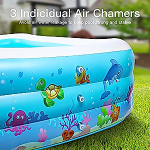 Inflatable Swimming Pool, 103" X 69" X 24" Large Family Pool, Blow up Pool Above Ground for Kids, Toddlers, Adults, Outdoor, Garden, Backyard, Summer Water Party