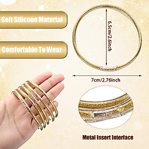 Kigeli 20 Pcs Glitter Jelly Bangles Bracelets Set for Buddha, Glitter Filled Jelly Gold Buddha Bracelets for Summer Women Birthday, Mother's Day, Bridal Wedding Party