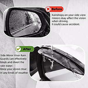 Mirror Rain Visor Guard,2 Pcs Mirror Rain Visor Eyebrow, Side Mirror Visor Rain Guards, Car Rear View Mirror Rain Cover,Waterproof Auto Mirror Rain Visor, Universal Fit for Cars,Truck and SUV-Black