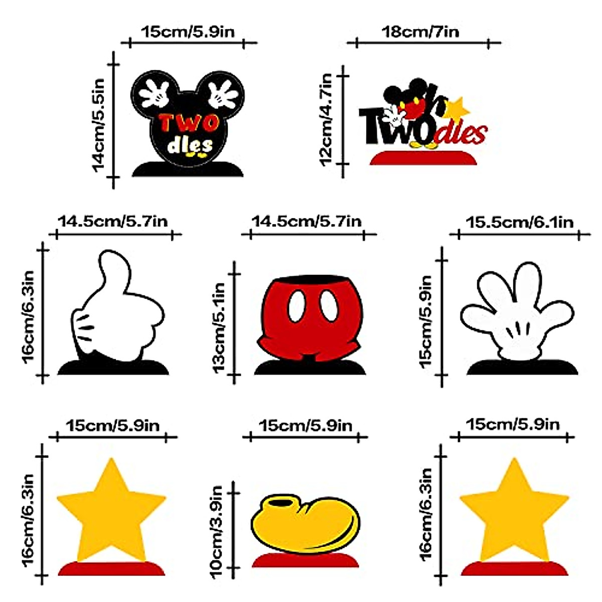 LINGTEER Mickey Oh Twodles Table Honeycomb Centerpieces - Cheers to Kids 2nd Birthday Two Years Old Mouse Themed Bday Party Decorations Sign.