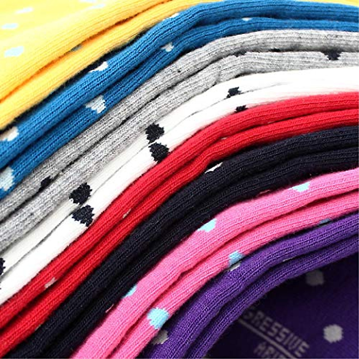 LIVEBEAR 4/5/8 Pairs Womens Cute Patterns, Novelty, Casual Cotton Crew Socks Made In Korea (Polka Dot)