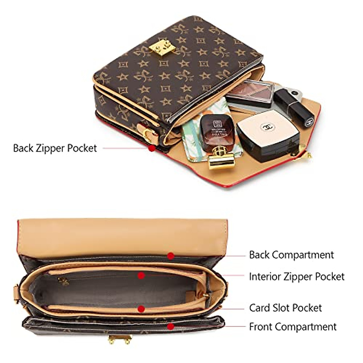 MESSGAIL Crossbody Bags for Women Classic Shoulder Handbags Ladies Clutch Purses with Wide Adjustable Strap