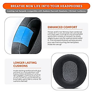 WC Freeze Maxwell - Cooling Gel Replacement Earpads for Audeze Maxwell Headphones by Wicked Cushions - Elevate Comfort, Durability, Thickness & Sound Isolation for Epic Gaming Sessions | Black