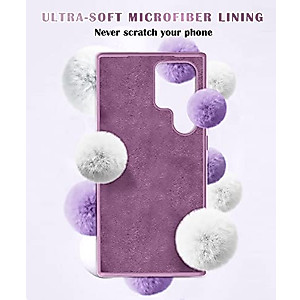 BANLEA for Samsung Galaxy S23 Ultra Case with Camera Lens Protector, Liquid Silicone Protective Shockproof Hard Phone Case, [Anti-Scratch] Soft Microfiber Lining for 5G 6.8 Inch 2023 - Purple