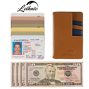 Lethnic RFID Thin Wallet For Men, Women - Unique Color-Mixed Genuine Leather (Brown)