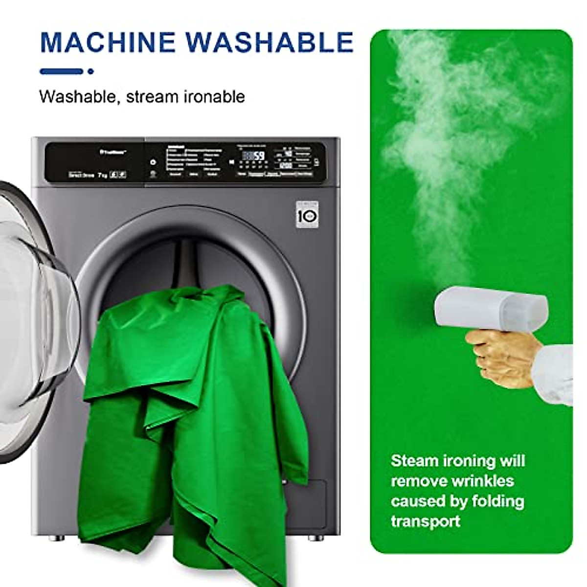 EMART Green Screen Backdrop, Photography Greenscreen Background for Streaming Zoom, Small Photo Muslin Green Chromakey Cloth Fabric Curtain with 4 Backdrop Clip