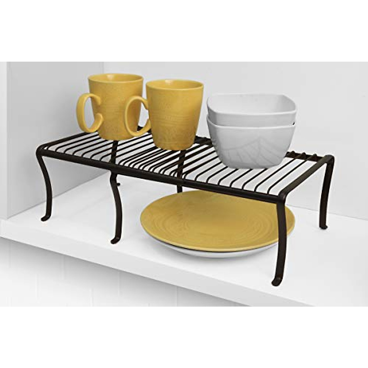 Spectrum Diversified Ashley Shelf Sturdy Steel Wire Storage Shelf & Cabinet Organizer, Expands to Fit Kitchen & Bathroom Cabinets, Rust-Resistant Finish, Bronze