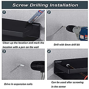 Bathroom Shower Stainless Steel Shelf SUS304 Self-Adhesive/Screws Drilling 11.8" Rectangular Storage Organizer Shelves Wall Mounted Bath Shower Shelf Brushed Finish for Bathroom, Washroom, Kitchen