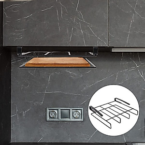 Anneome for Cabinet Lid Black Racks Holder Stand Kitchen Organizer Cutting Organizers Bakeware Metal Rack The Under Shelf Wall Supplies Board Storage Mount Pot Hanging Over Chopping