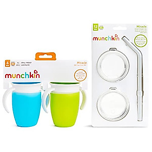 Munchkin® Miracle® 360 Trainer Cup with Straw and Sippy Lid, Green/Blue, 7 Ounce
