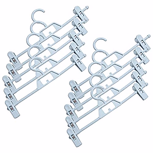 YARNOW Pants Hangers, 10PCS Adjustable Clothes Hangers, Adjustable Clips Pants Hanger, Slack, Trouser, Jeans, Towels for Newborn, Adults Clothes, Blue