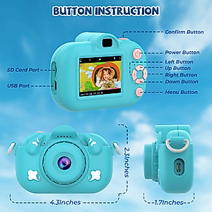 Bioyoak Kids Camera, Christmas Birthday Gift for Boys Age 3-9, HD Digital Video Cameras for Toddler with 1080P Video, Portable Toy for 3 4 5 6 7 8 9 Year Old Boys Girls with 32GB SD Card