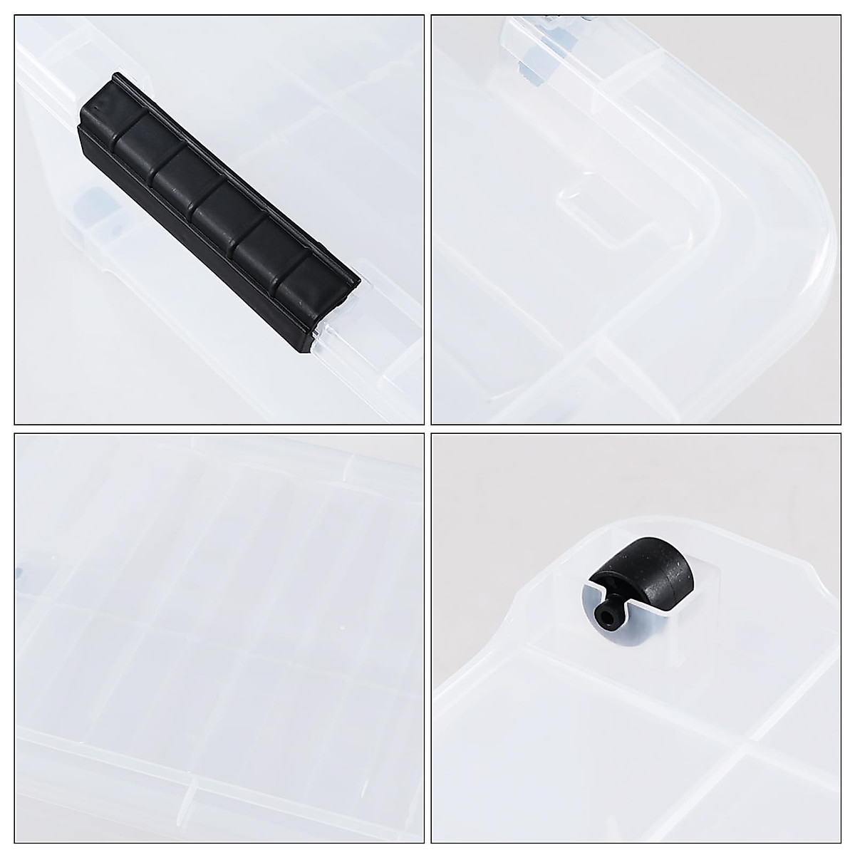 Afromy 3 Pack 20 Qt Wheeled Latching Storage Box, Stackable Underbed Bin with Latch Lid, Clear