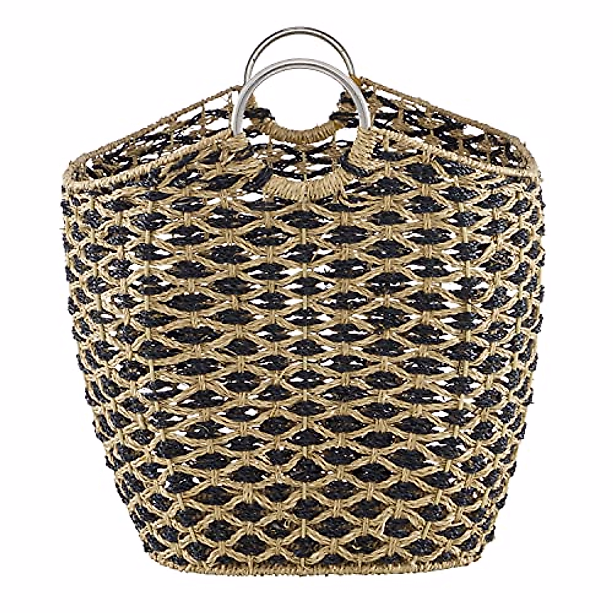 Deco 79 Seagrass Handmade Storage Basket with Handles, 21" x 18" x 18", Brown