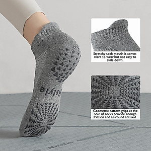 Hstyle Yoga Socks with Grips for Women and Men, Ideal for Ballet, Barre, Barefoot Workout, Pilates Grip Socks Non Slip Socks 6 Pairs of Mix Color 1 S-M