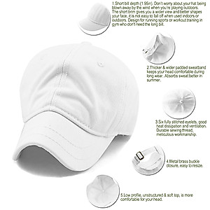 REDSHARKS mens Short Bill Plain Brim Ball Trucker Baseball Dad Cap, White, X-Large
