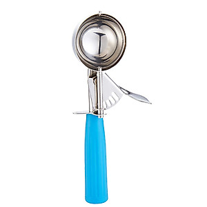 Portion Scoop - #16 (2 oz) - Disher, Cookie Scoop, Food Scoop - Portion Control - 18/8 Stainless Steel, Blue Handle