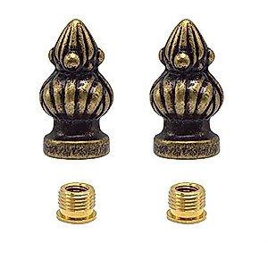 ECUDIS 1-3/8 Inches Lamp Finial Cap Knob Lamp Decoration for Lamp Shade (Antique Brass, Pack of 2)