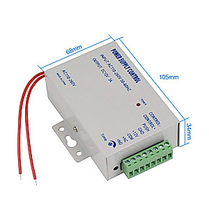 HFeng Access Control System Kit 125KHz RFID Keypad + DC12V 3A Power Supply Controller + Door Exit Button + 10pcs Keyfobs Card for Home Alarm Wooden/Metal/Glass Door